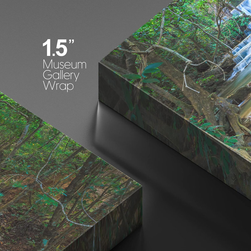 IDEA4WALL Cascading Forest Waterfall On Canvas Print | Wayfair